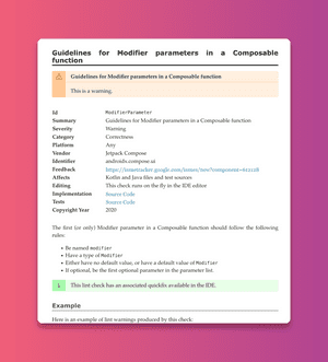 Which lint rules does Jetpack Compose ship with?